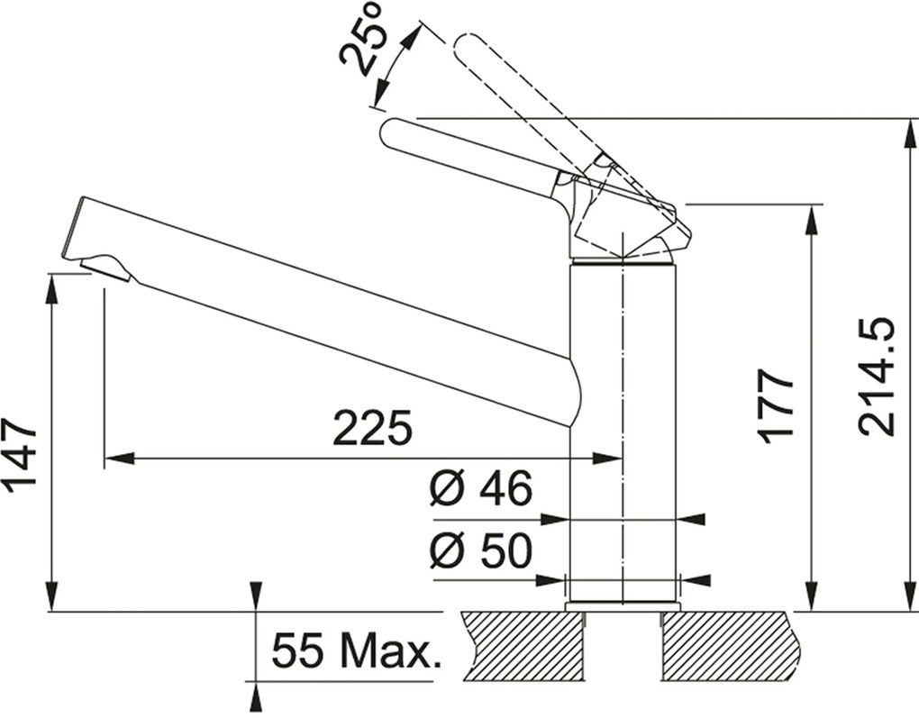 Franke FC 3054.084 ORBIT Dřezová baterie bez sprchy, Chrom/Šedý kámen 115.0623.140