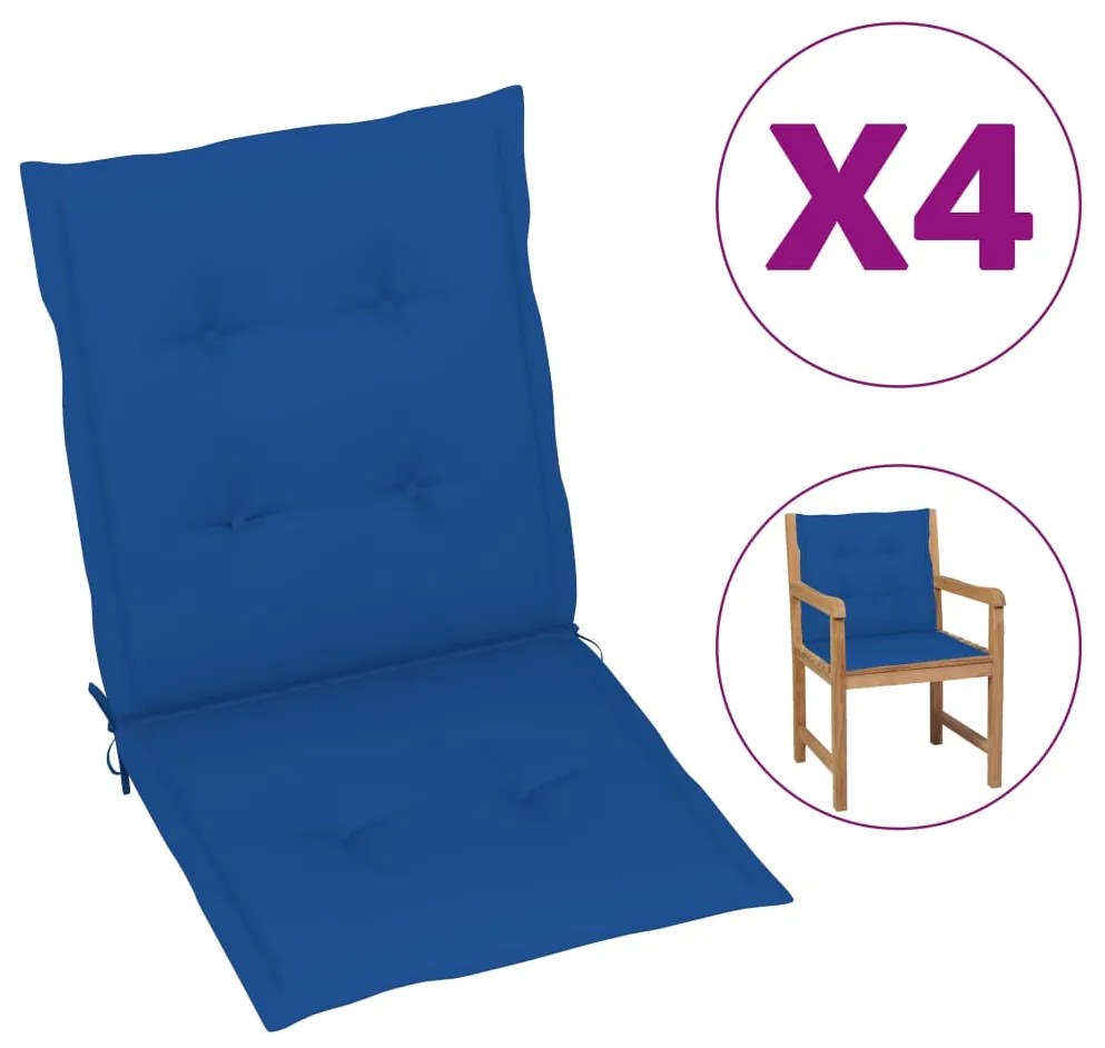 314144 vidaXL Podušky na zahradní židle 4 ks královsky modré 100 x 50 x 4 cm