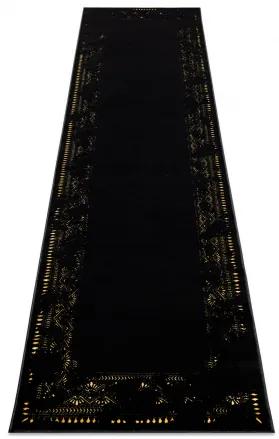 Dywany Luszczow Kusový koberec, Běhoun GLOSS moderni 408C 86 vzor rámu černý / zlato Rozměr koberce: 60 x 300 cm