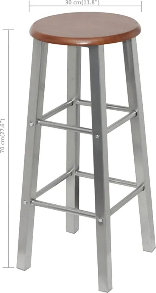 Barové stoličky 4 ks stříbrné a hnědé MDF 277174