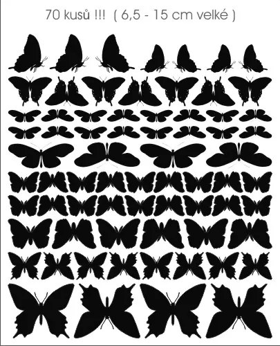 WALLVINIL Samolepky na zeď - Motýlí ráj Barva: Šedá tmavá, Velikost: 70 motýlů