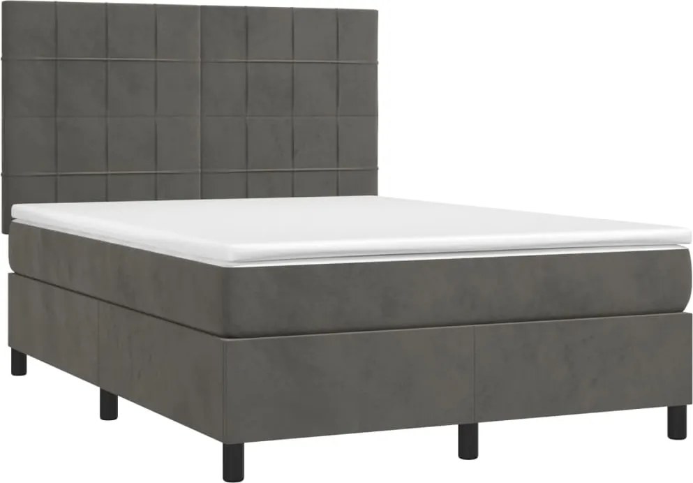 Box spring postel s matrací tmavě šedá 140x200 cm samet 3143026