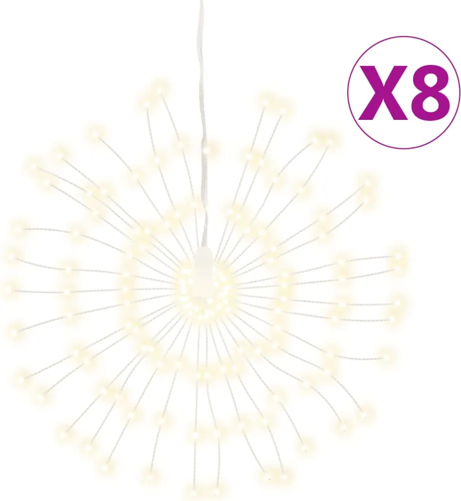 Vánoční hvězdicová světla 8 ks 140 teple bílých LED diod 17 cm 3190511