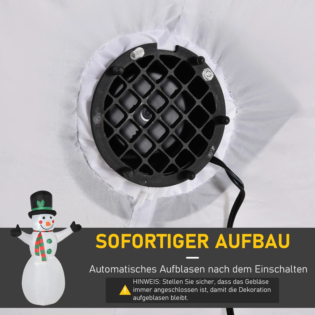 HOMCOM Sněhulák vánoční dekorace vánoční výzdoba, včetně ventilátoru, barevné LED, samonafukovací 1 m, vícebarevný