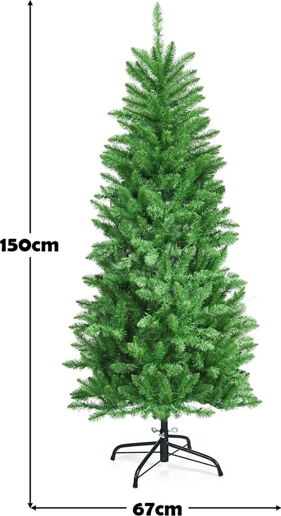 Costway 150 cm vysoce osvětlený vánoční stromek s umělou tužkou s teplou bílou