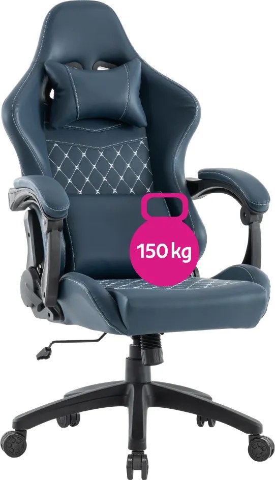 Kancelářské/herní křeslo, modrá, nosnost 150 kg, SAMIE