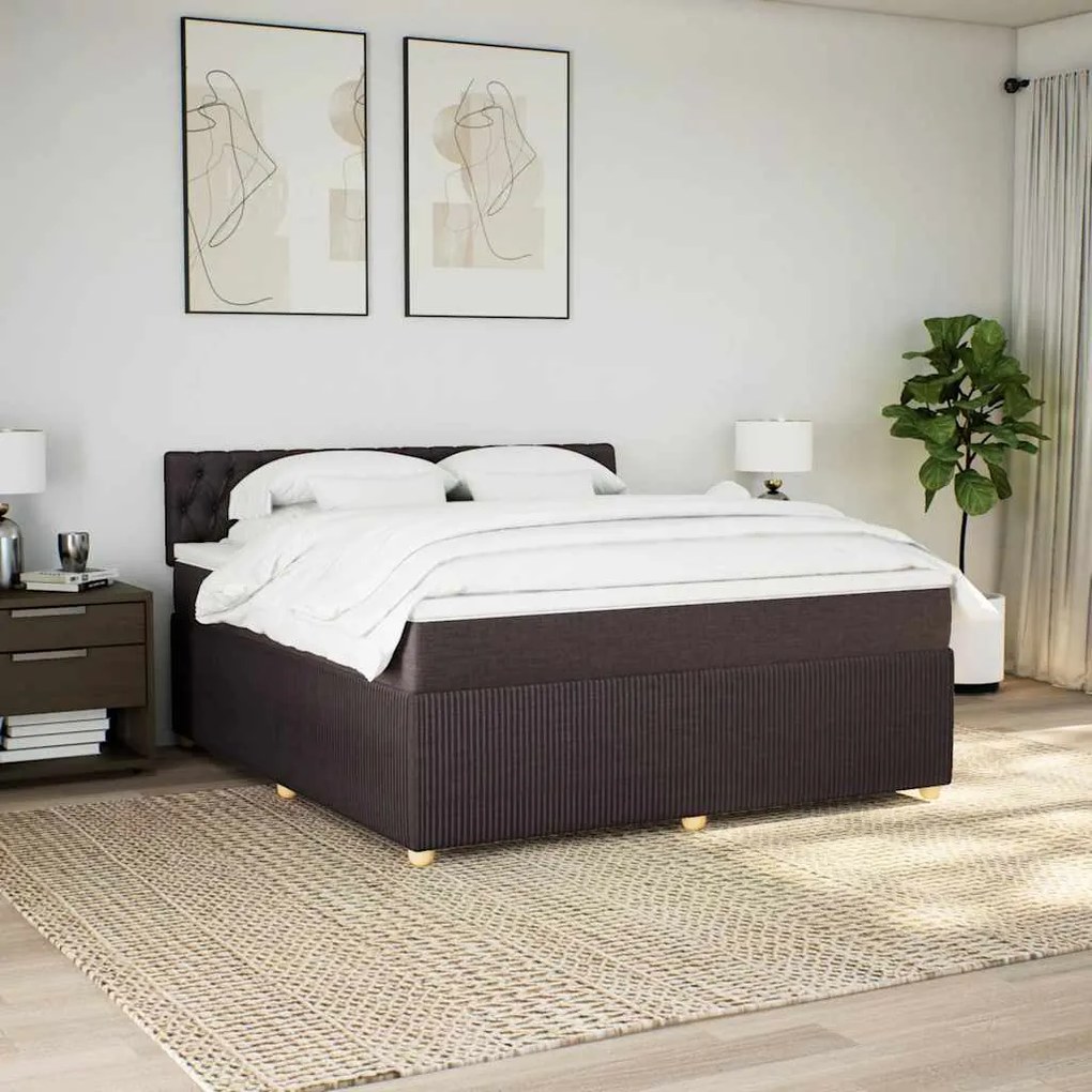 Box spring postel s matrací tmavě hnědá 180x200 cm textil 3287545