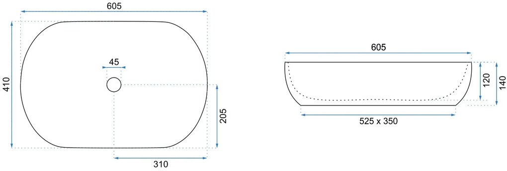 Rea Cleo Aiax, umyvadlo na desku 605x410x120 mm, bílá-imitace kamene Aiax, REA-U9656