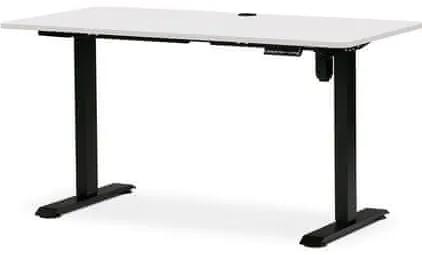 Autronic Kancelářský stůl Kancelářský stůl s elektricky nastavitelnou výší pracovní desky. Bílá deska. Kovové podnoží v černé barvě (LT-W140 WT)