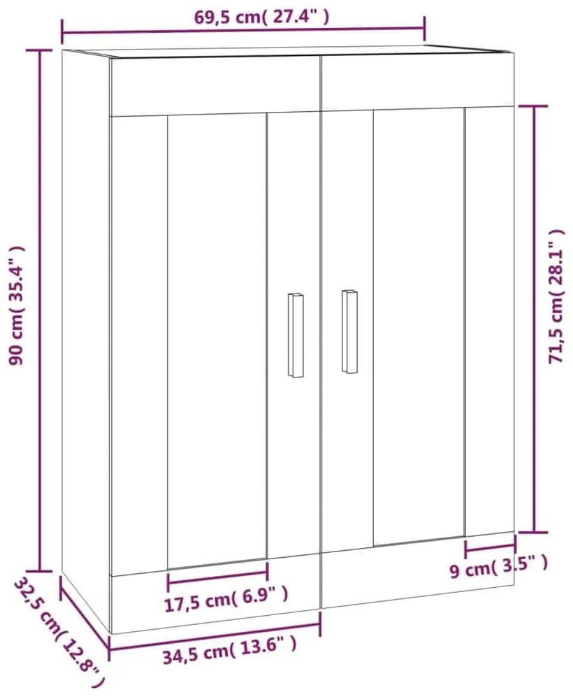 Petromila Nástěnná skříňka kouřový dub 69,5x32,5x90 cm kompozitní dřevo