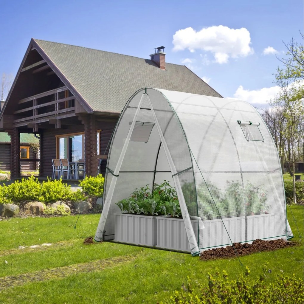 Costway Fóliový skleník s PE krytem do každého počasí a – 181 × 181 × 200 cm