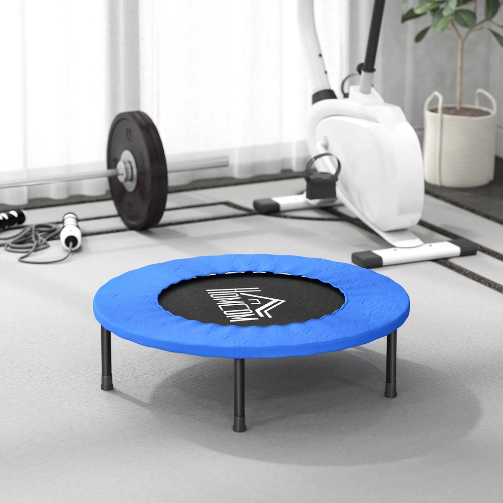 HOMCOM Fitness Trampolína Ø81 cm, Ocelová Trampolína se Zabezpečovací Podložkou a 28 Jary pro Vnitřní a Vnější Cvičení, Nosnost 100 kg, 81x81x22,5 cm…
