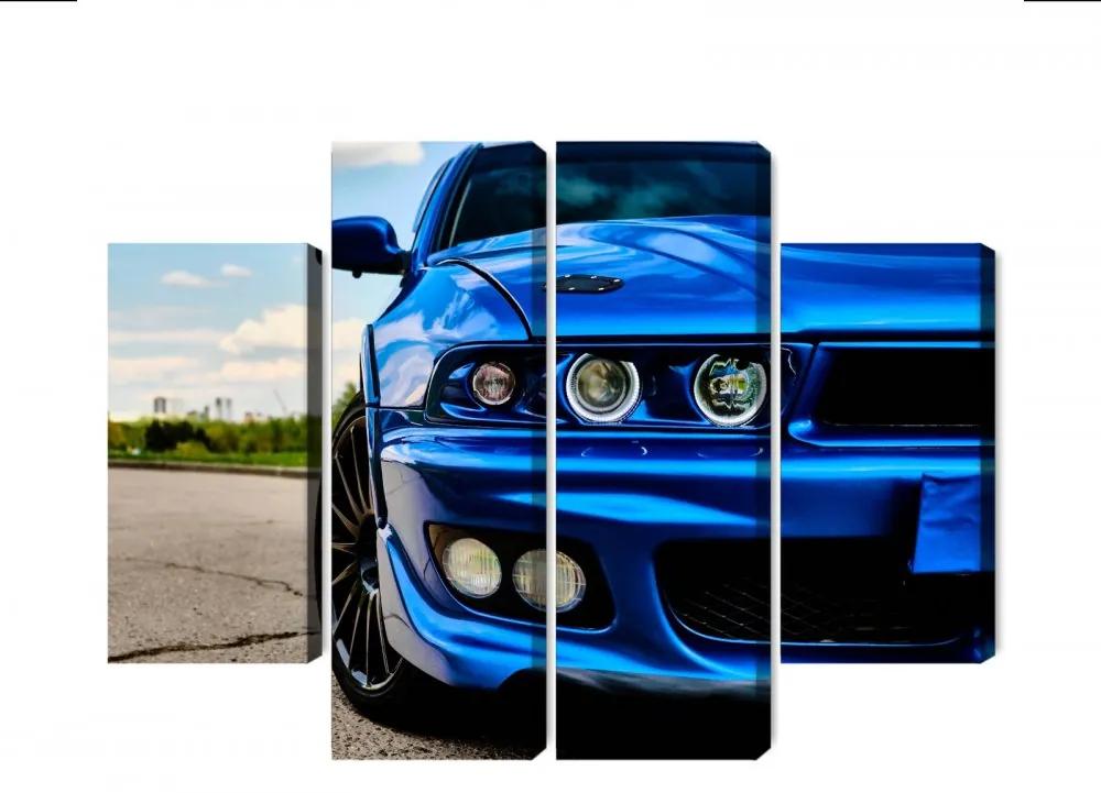 Vícedílný obraz Přední Část Modrého Sportovního Vozu Nedostatek Nedostatek Plátno Canvas 120x90