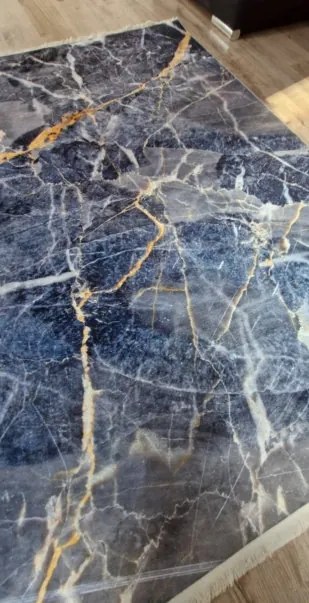 HU Modrošedý moderní koberec VELVET M281 Rozměr: 50x80 cm