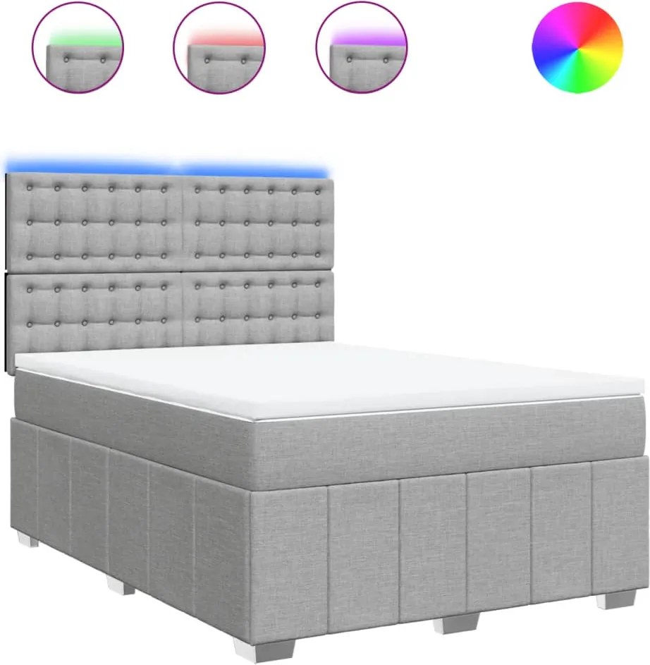 Box spring postel s matrací světle šedá 160 x 200 cm textil 3294033