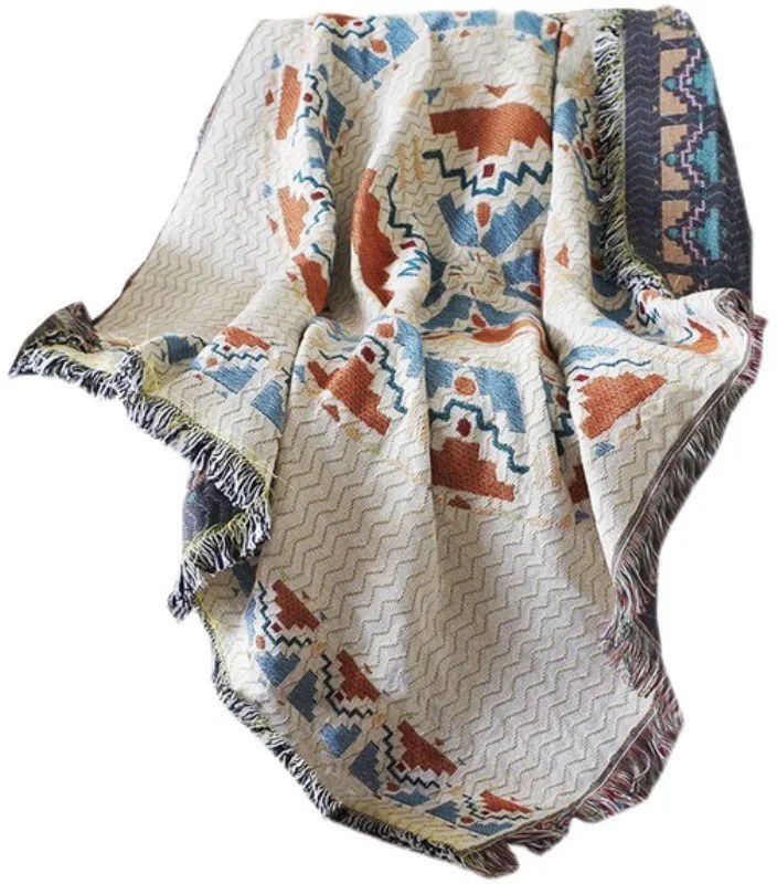 Flamenco Mystique BOHO kostkovaná deka, oboustranný přehoz se střapci 130x180cm KOC15WZ3