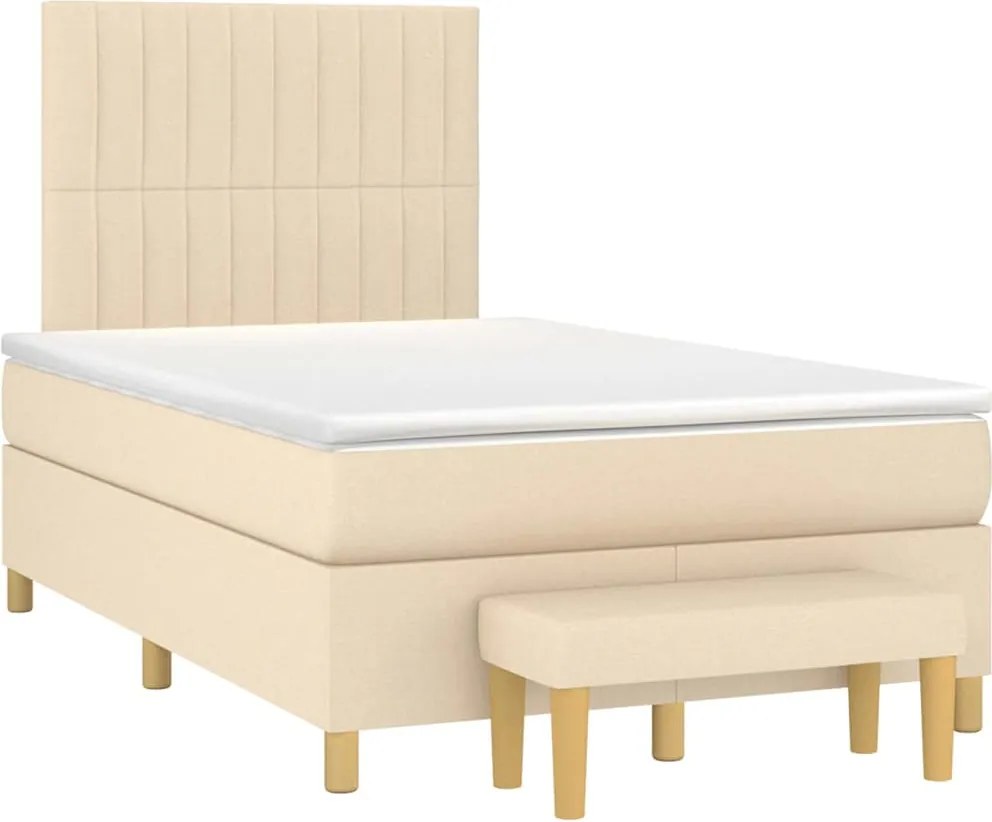Box spring postel s matrací krémová 120x190 cm textil 3270423