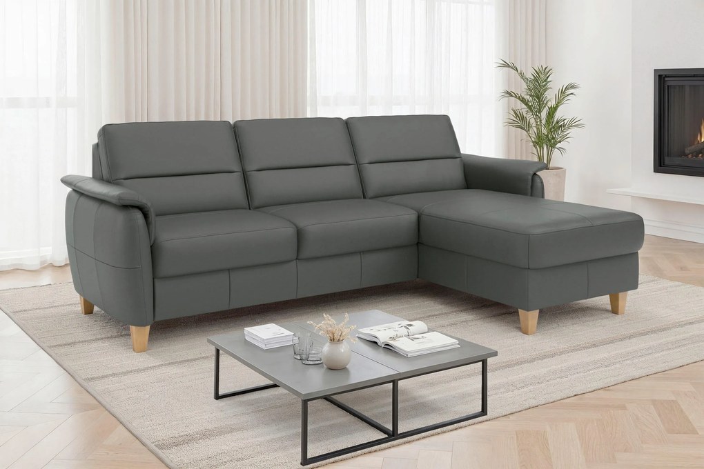 XXXLutz ROHOVÁ SEDAČKA, kůže, antracitová Sit & More - Sedací soupravy - 000144033273