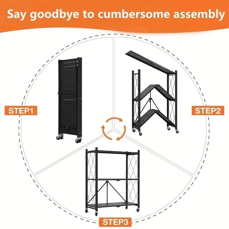 Servírovací stolek, skládací, kolečka, kov, bílá, NoBi AUSTIN