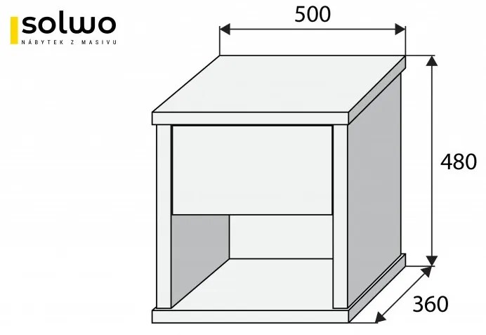 Solwo Design Noční stolek UNO Dřevo a odstín oleje: BUK Cink - Olejování přírodní