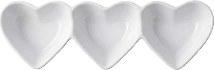 Keramická trojitá mistička ve tvaru srdce - 23*7*3 cm