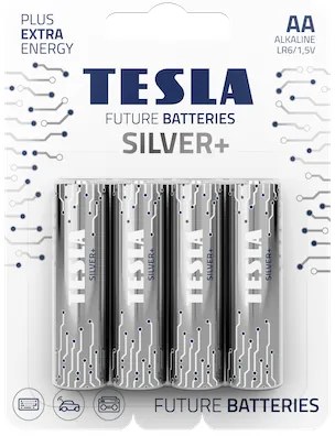 TESLA SILVER+ AA - alkalická baterie LR06, jednorázová, 4ks