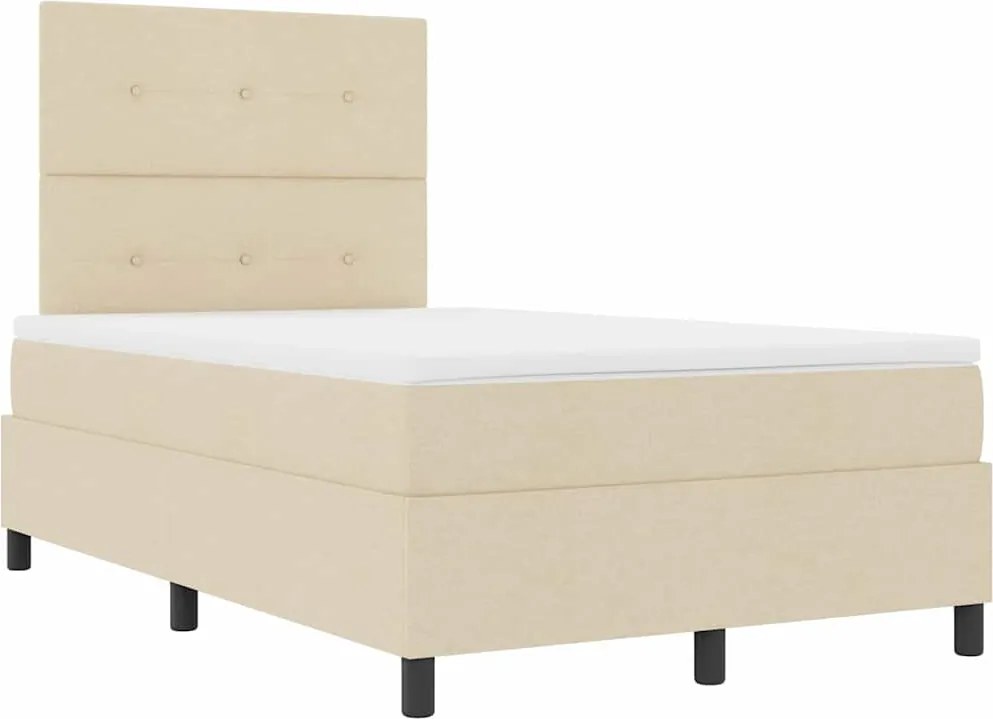 Postel s boxspringem s čelo Krémová 120 x 190 cm textil 3339376