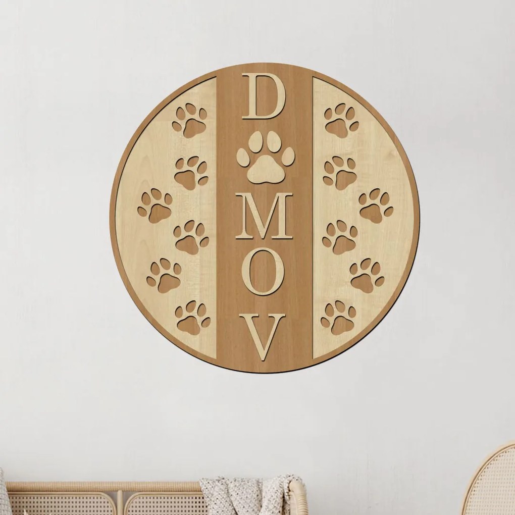dřevo života Dřevěná cedulka DOMOV Zvolte barvu dekoru: Wenge-Bílá, Zvolte rozměr Ø (cm): 40