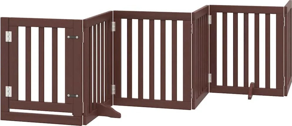 Zábrana pro psy s dvířky skládací 15 panelů hnědá 750 cm topol 3155661