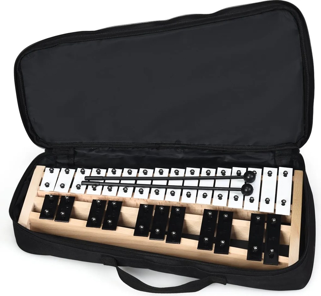 Costway 27 Note xylofon se 2 paličkami a přenosnou taškou Glockenspiel Ruční