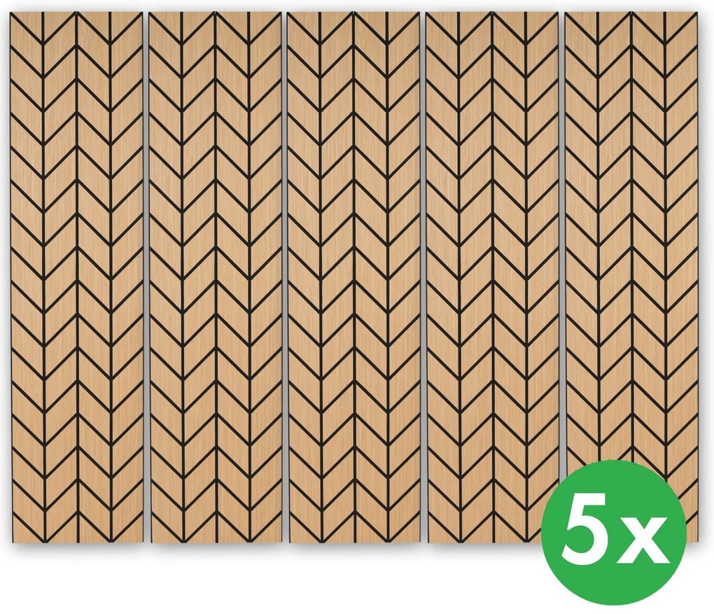 Designový akustický panel, 2400 x 600 mm, balení 5 ks, dub Hamilton