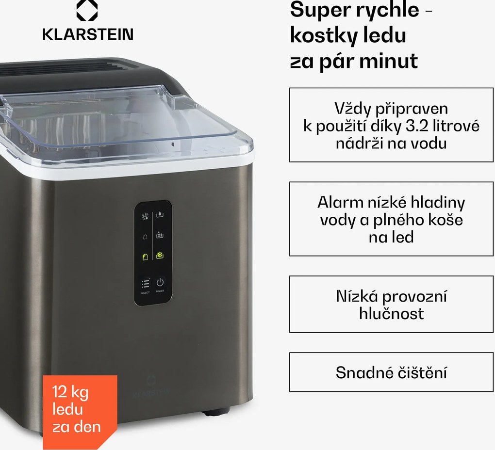 Klarstein Albaron Supreme výrobník ledových kostek Bullet 12kg/24h 1,5 l nerezová ocel