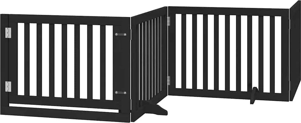 Zábrana pro psy s dvířky skládací 10 panelů černá 800 cm topol 3155683