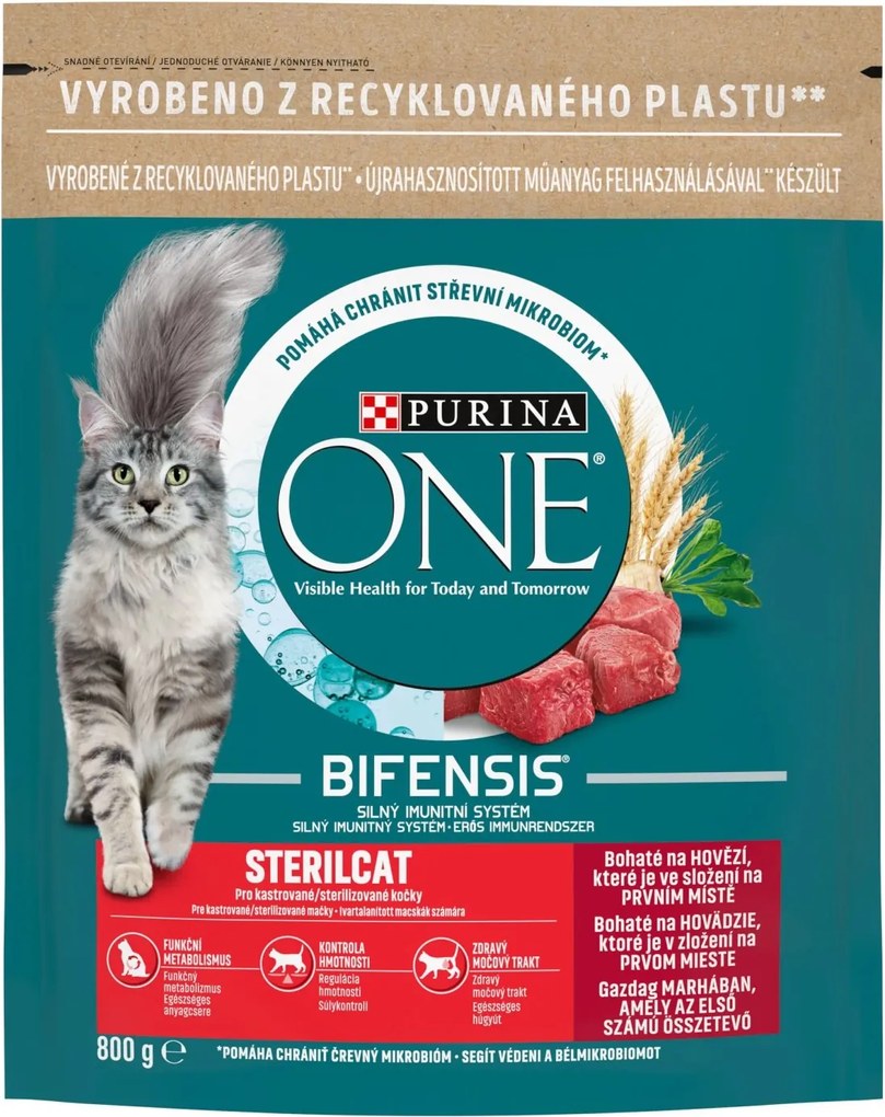 Purina ONE Bifensis Sterilcat Granule pro kočky hovězí 800 g