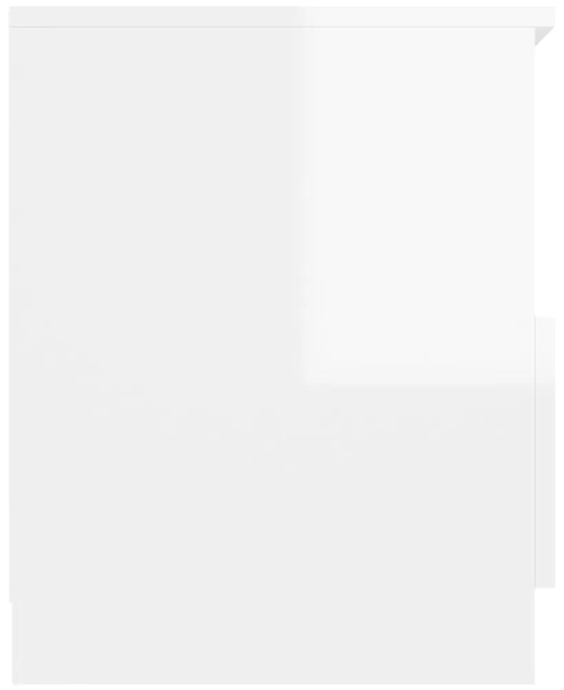 Noční stolek bílý s vysokým leskem 40 x 40 x 50 cm dřevotříska - Default Title