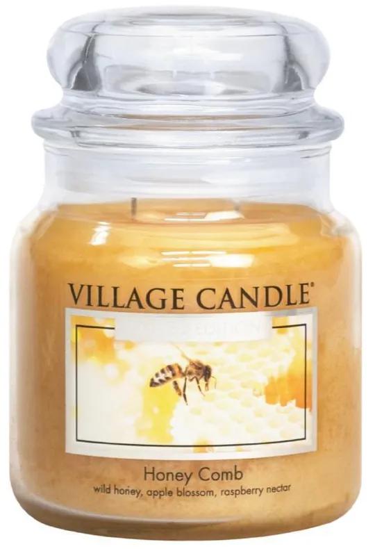 VILLAGE CANDLE Svíčka ve skle Honey Comb - střední, žlutá barva, sklo, vosk