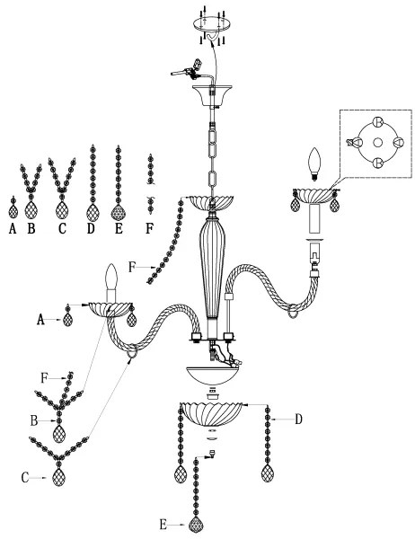 Eglo 39101 - Lustr BASILANO 1 8xE14/40W/230V