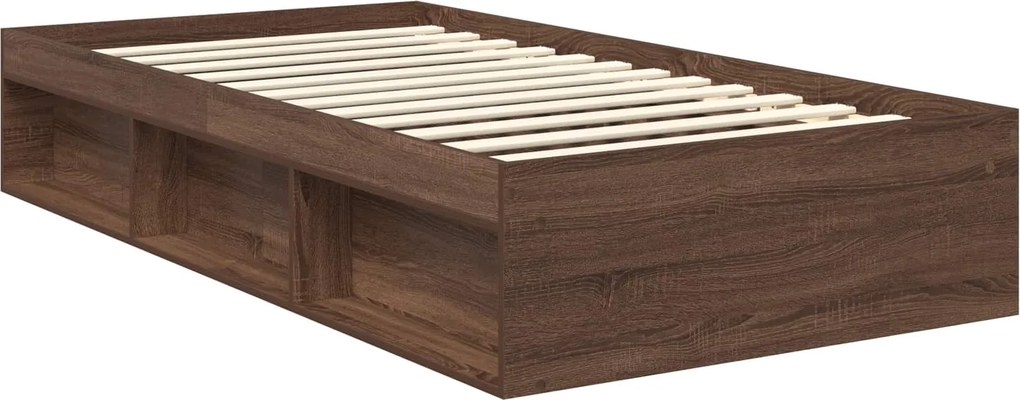 Rám postele s čelo Hnědý dub 100 x 200 cm Masivní borové dřevo 3413350
