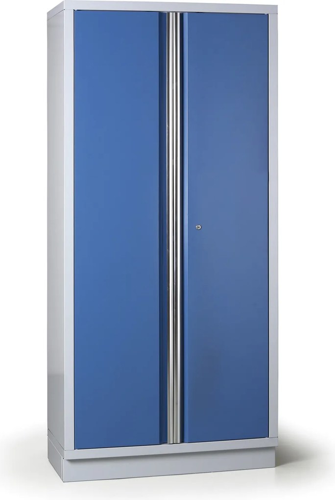 Policová dílenská skříň 2-dveřová G2, 4 police, zámek, 915 x 458 x 2000 mm, modrá