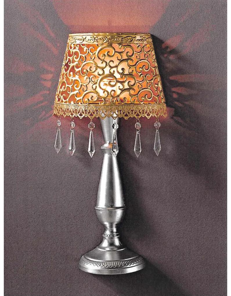 Nástěnná dekorativní kovová lampa zlatá/stříbrná