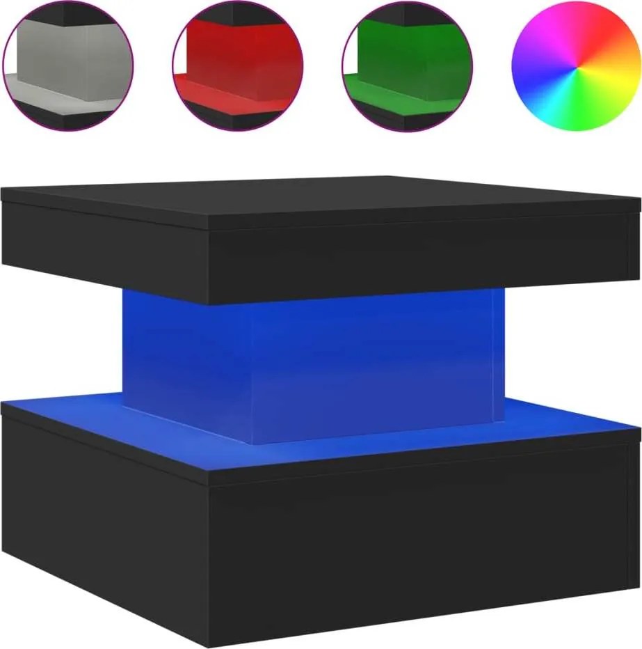 vidaXL Konferenční stolek s LED osvětlením 50 x 50 x 40 cm [839841] Barva: hnědý dub