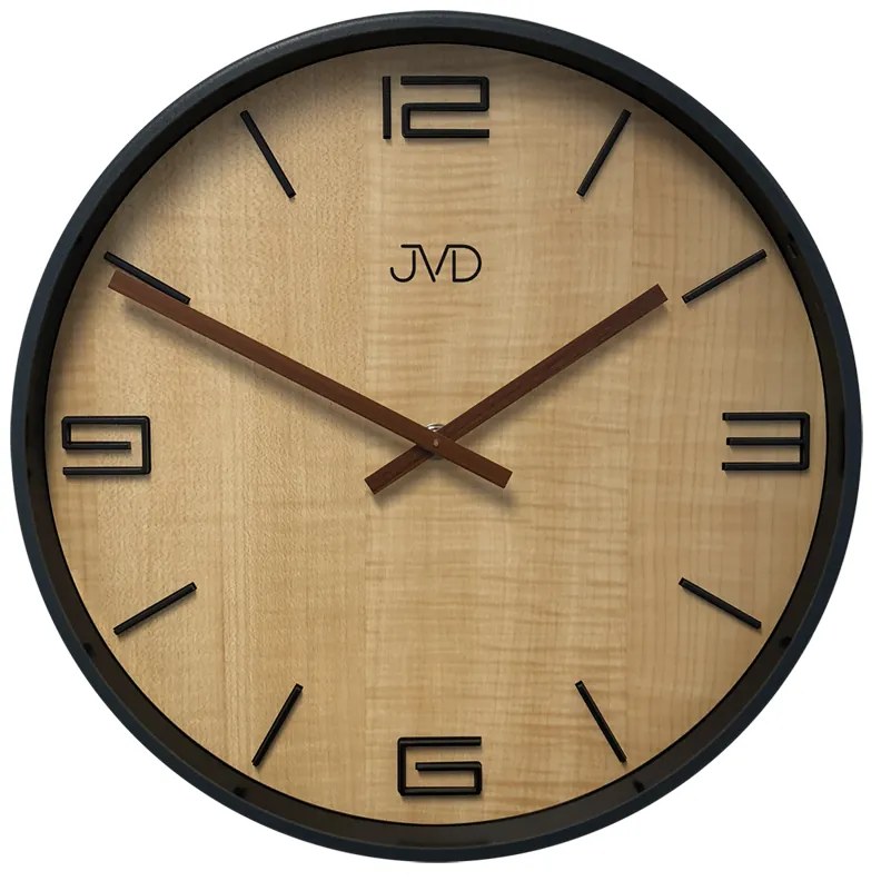 Kovové nástěnné hodiny JVD HC22.2 v dřevěném designu