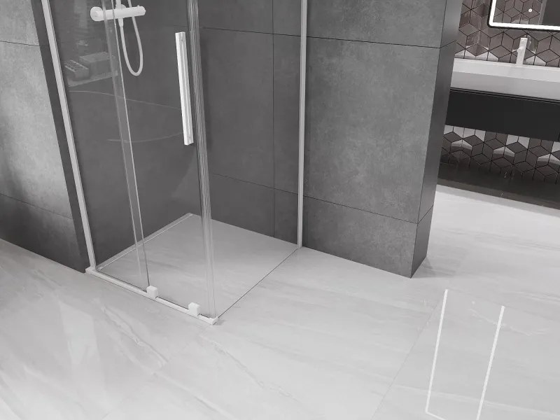 Mexen Velar L, sprchový kout s posuvnými dveřmi 110 x 110 cm, 8mm čiré sklo, bílá matná, 871-110-110-03-20