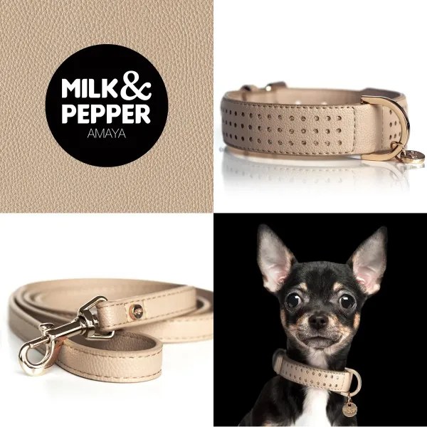 MILK&PEPPER Milkandpepper Obojek pro psy Amaya Taupe Velikost: 45x3 cm