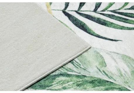 Dywany Luszczow Kusový koberec ANDRE pratelný 1168 Monstera odchází, geometrický protiskluz, bílá / zelená Rozměr koberce: 80 x 150 cm
