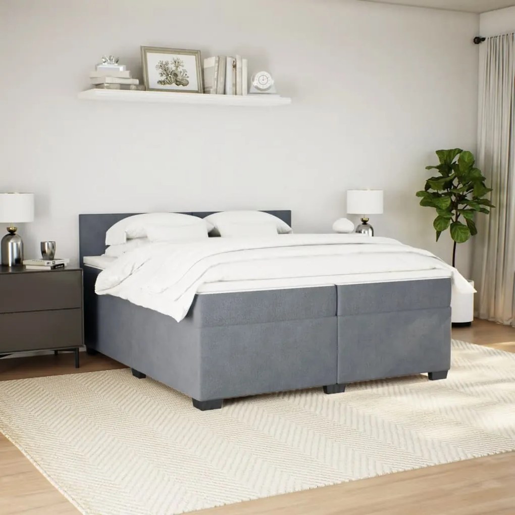 Box spring postel s matrací tmavě šedá 200x200 cm samet 3288697