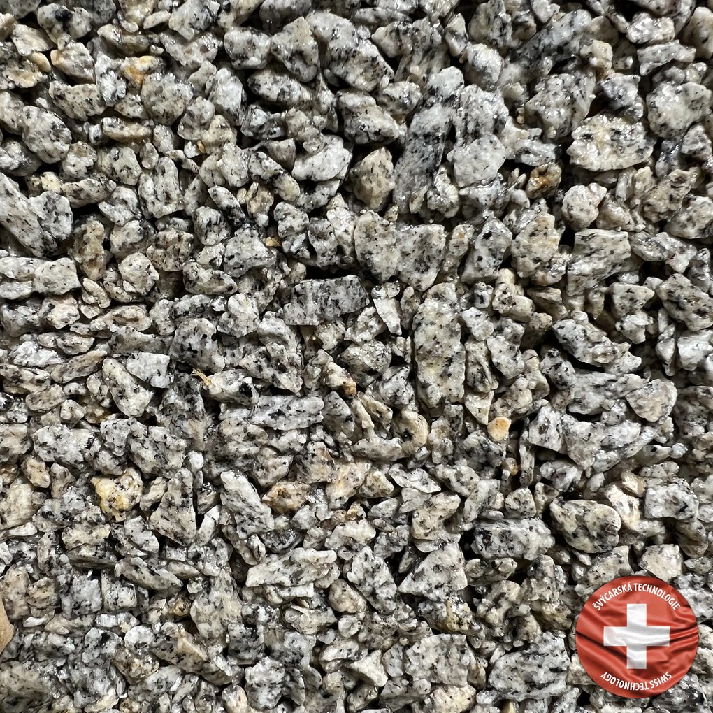 Báča Beton Kamenný koberec na stěnu Salt Pepper Frakce: Hrubá (4 – 8 mm), vydatnost setu 2,6 m², Doporučené použití v: interiéru - akrylátové pojivo