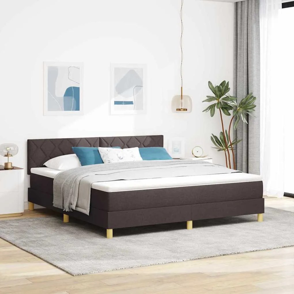 Postel s boxspringem s čelo Tmavě hnědá 180 x 200 cm textil 3339017