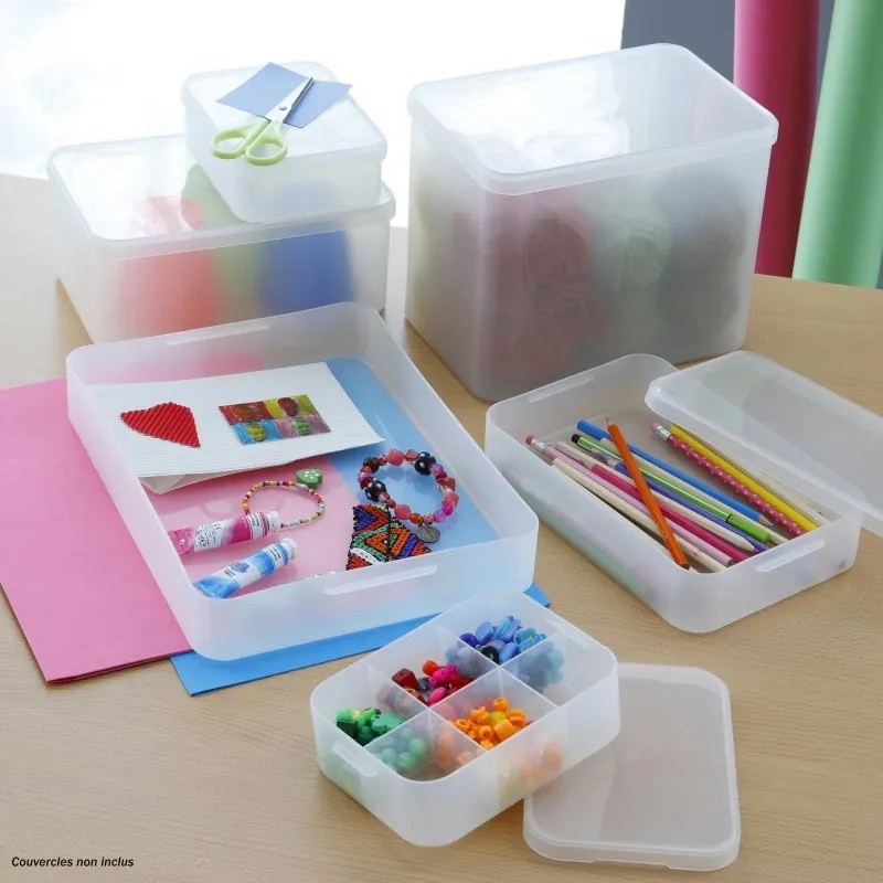 SUNDIS Plastový úložný organizér Pure Box A5 vysoký, mléčný 24,2 x 15,5 x 18,2 cm