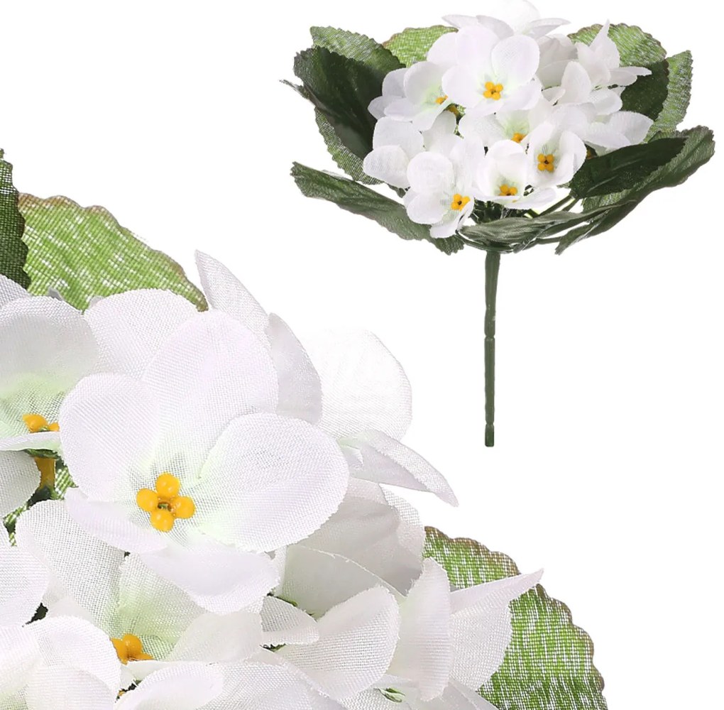 Fialky v pugétu, barva bílá, umělá květina